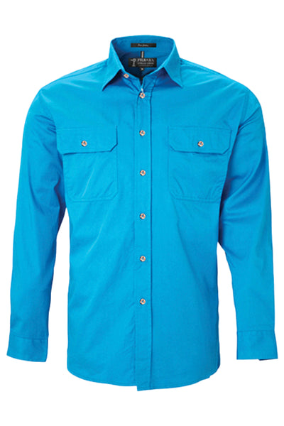 Pilbara (Mens) RM500BT - Open Front Long Sleeve Shirt (Azure) – Golders ...