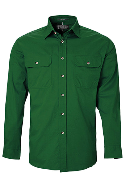 Pilbara (Mens) RM500BT - Open Front Long Sleeve Shirt (Green) – Golders ...