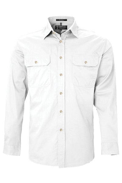 Pilbara (Mens) RM500BT - Open Front Long Sleeve Shirt (White) – Golders ...