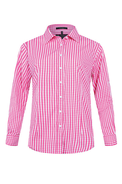 Pilbara (Womens) RMPC003 - Open Front Long Sleeve Check Shirt (Pink-Wh ...