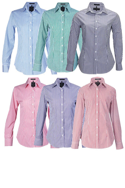 Pilbara (Womens) RMPC013 - Open Front Classic Fit Long Sleeve Stripes ...